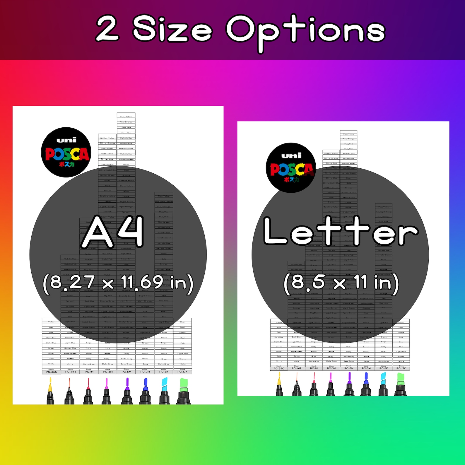 Uni POSCA Pens Color Swatch Sheet Printable Template | Instant Download ...