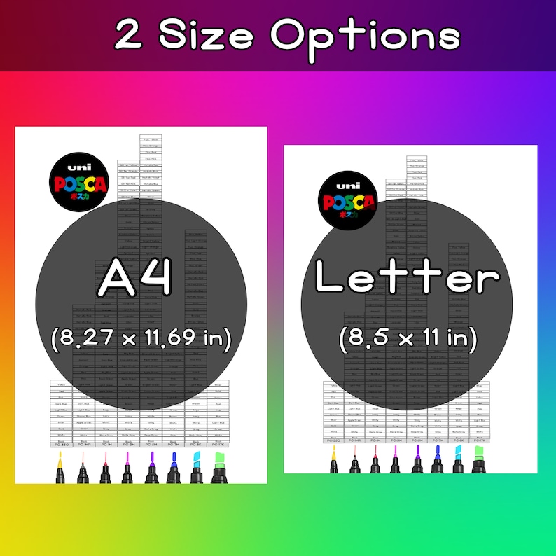 Uni POSCA Pens Color Swatch Sheet Printable Template | Instant Download ...