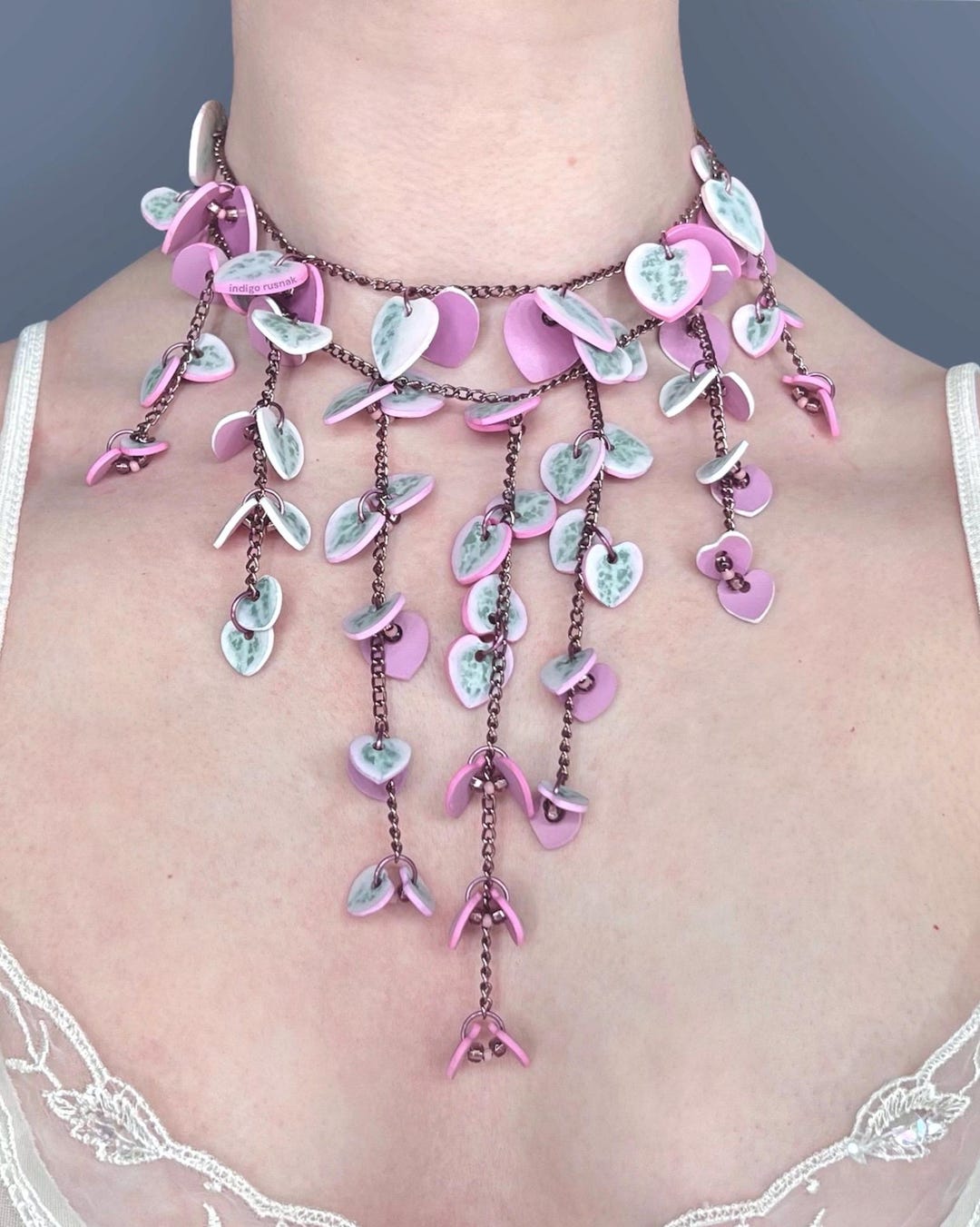 Variegated String of Hearts Handmade Customizable Charm Necklace - Etsy