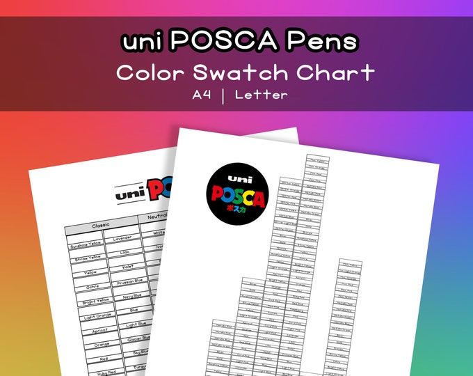 Uni POSCA Pens Color Swatch Sheet Printable Template | Instant Download ...