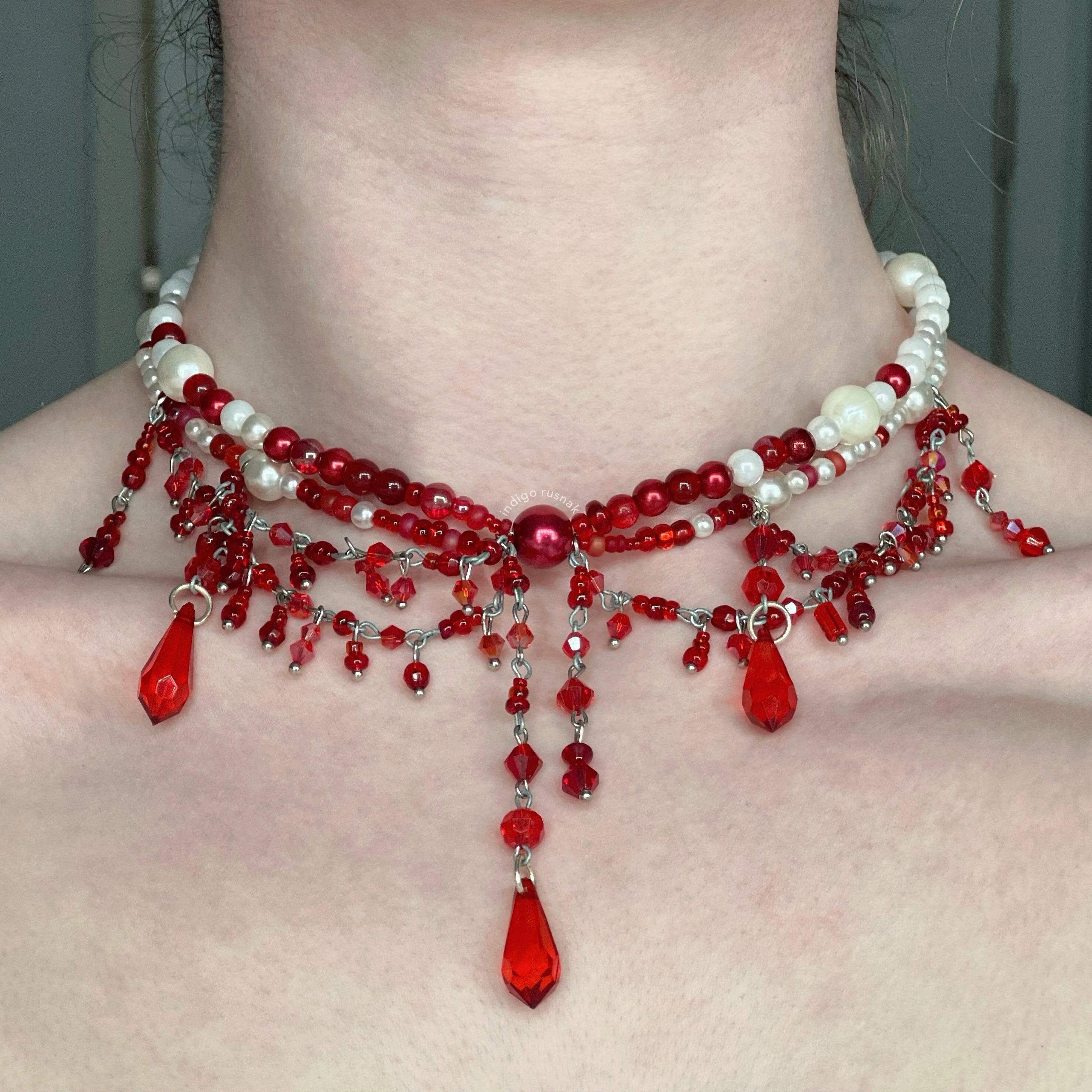 Blood Drip Layered Charm Necklace - Etsy