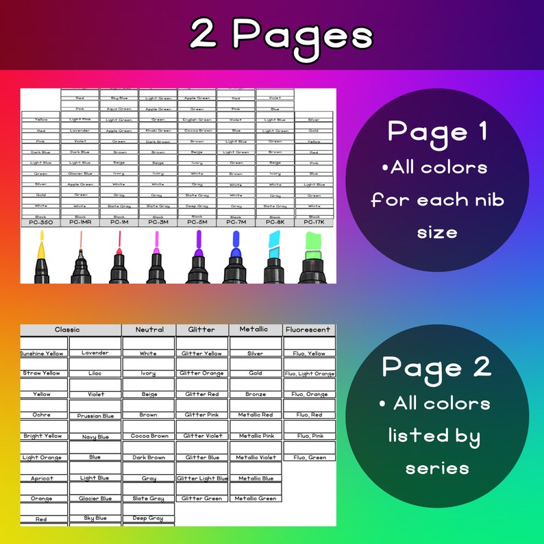 Uni POSCA Pens Color Swatch Sheet Printable Template | Instant Download ...