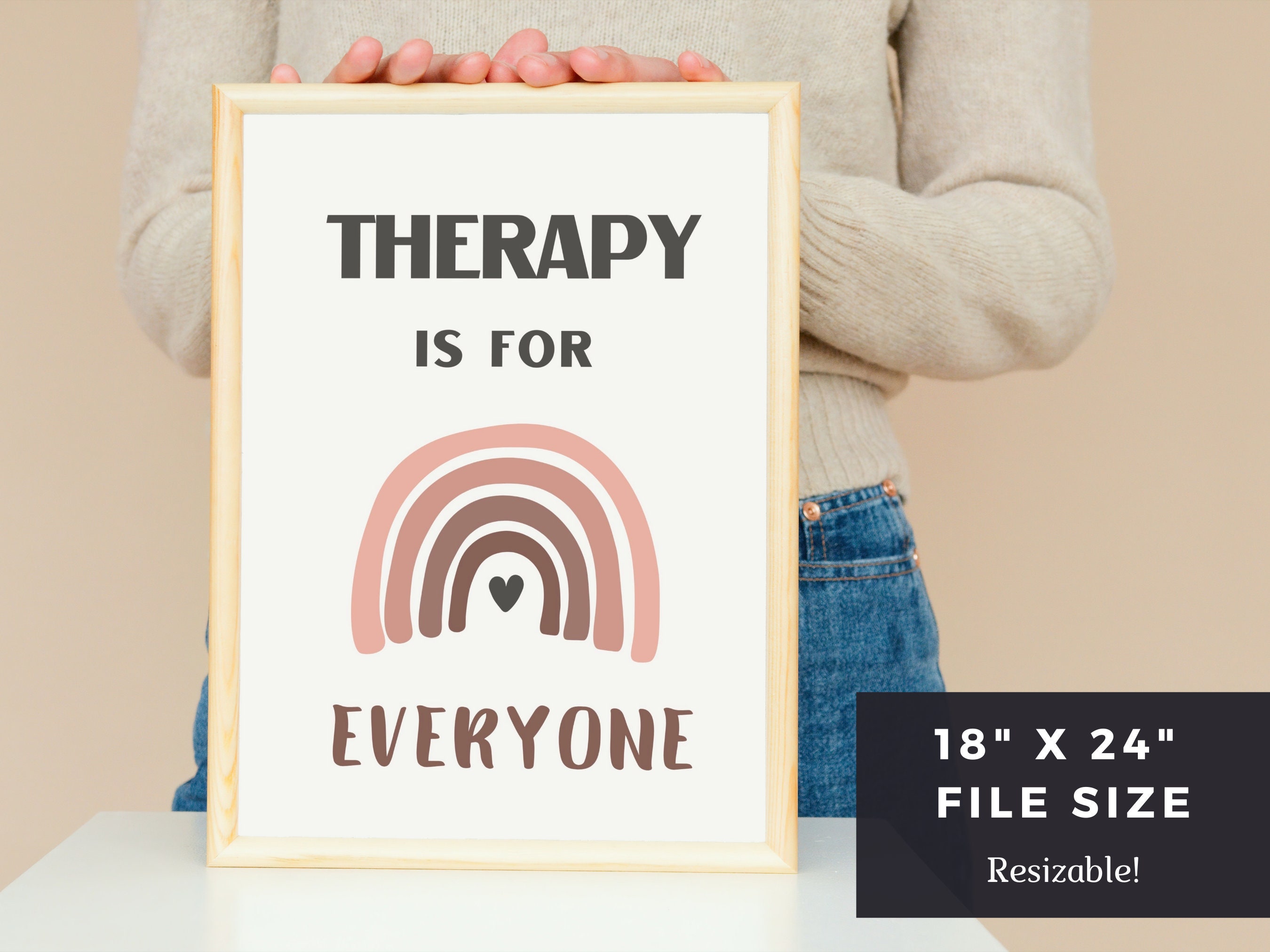 Therapy is for Everyone Printable, Therapist Gift, Quote, Recovery Gift ...