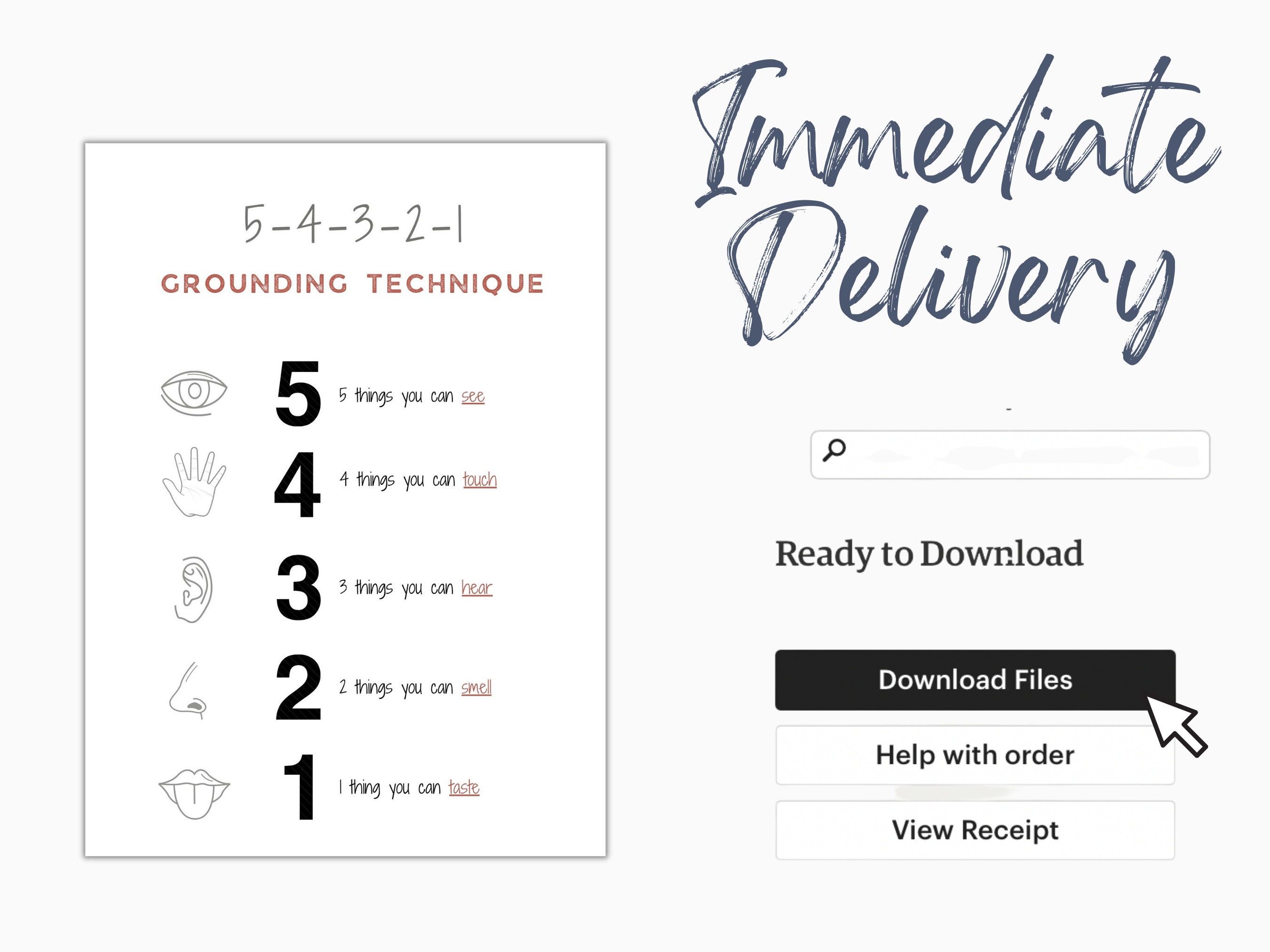 Grounding Techniques Poster Digital Print, Anxiety Art, Breathing ...