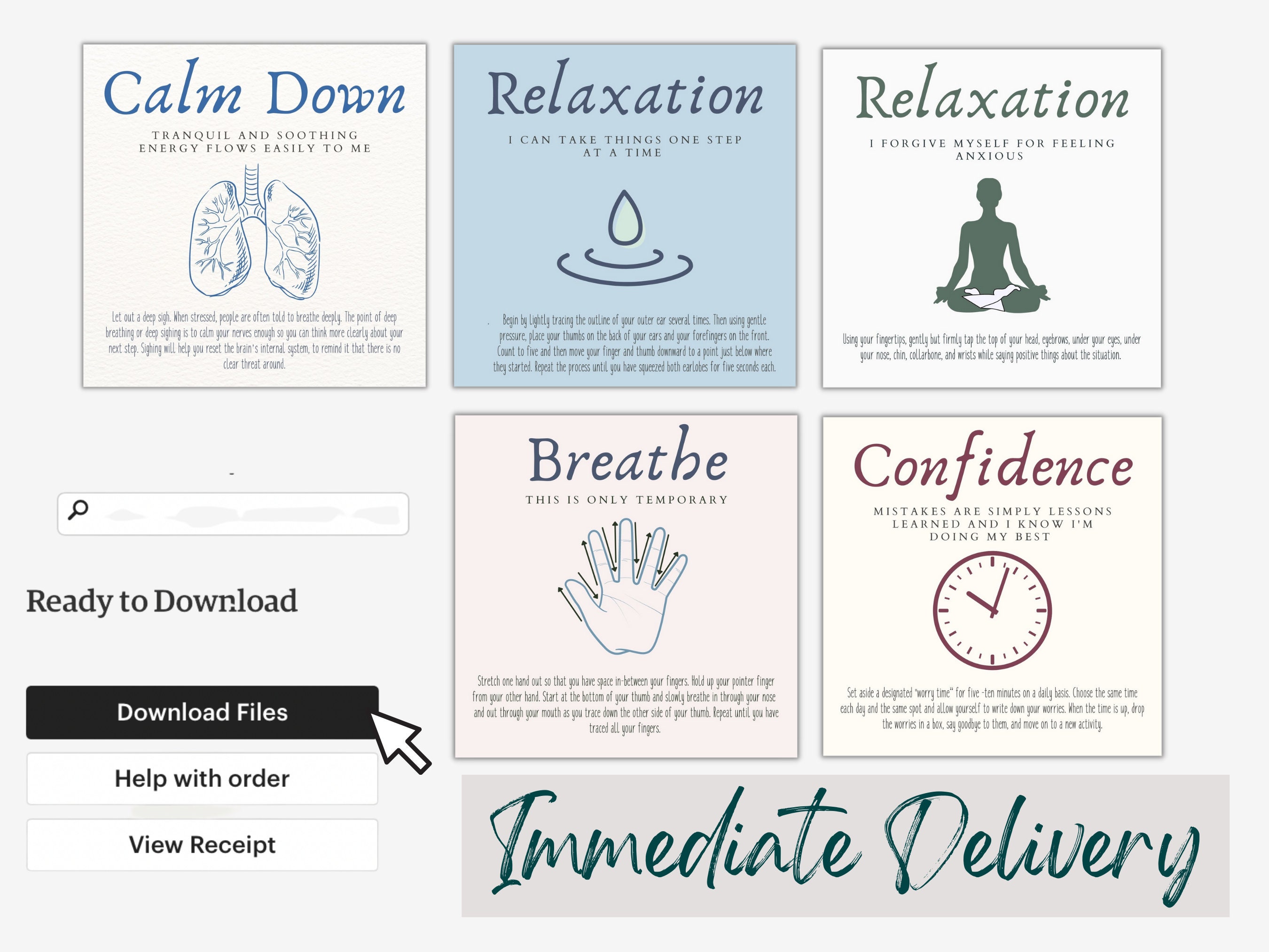 Anxiety Coping Cards Digital Print, Anxiety Relief, Skills for Stress ...