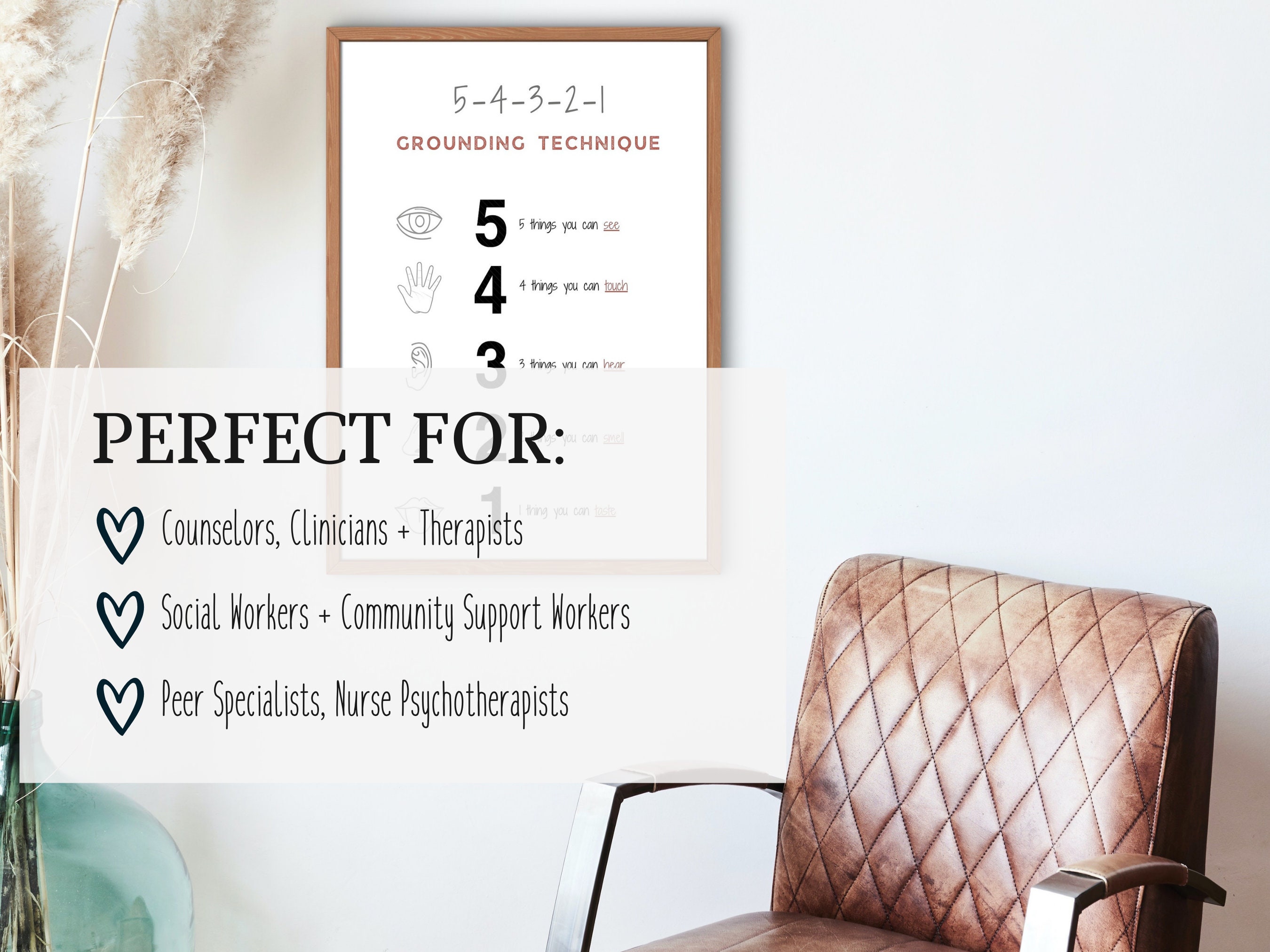 Grounding Techniques Poster Digital Print, Anxiety Art, Breathing ...