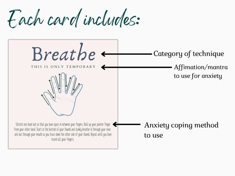Anxiety Coping Cards Digital Print, Anxiety Relief, Skills for Stress ...