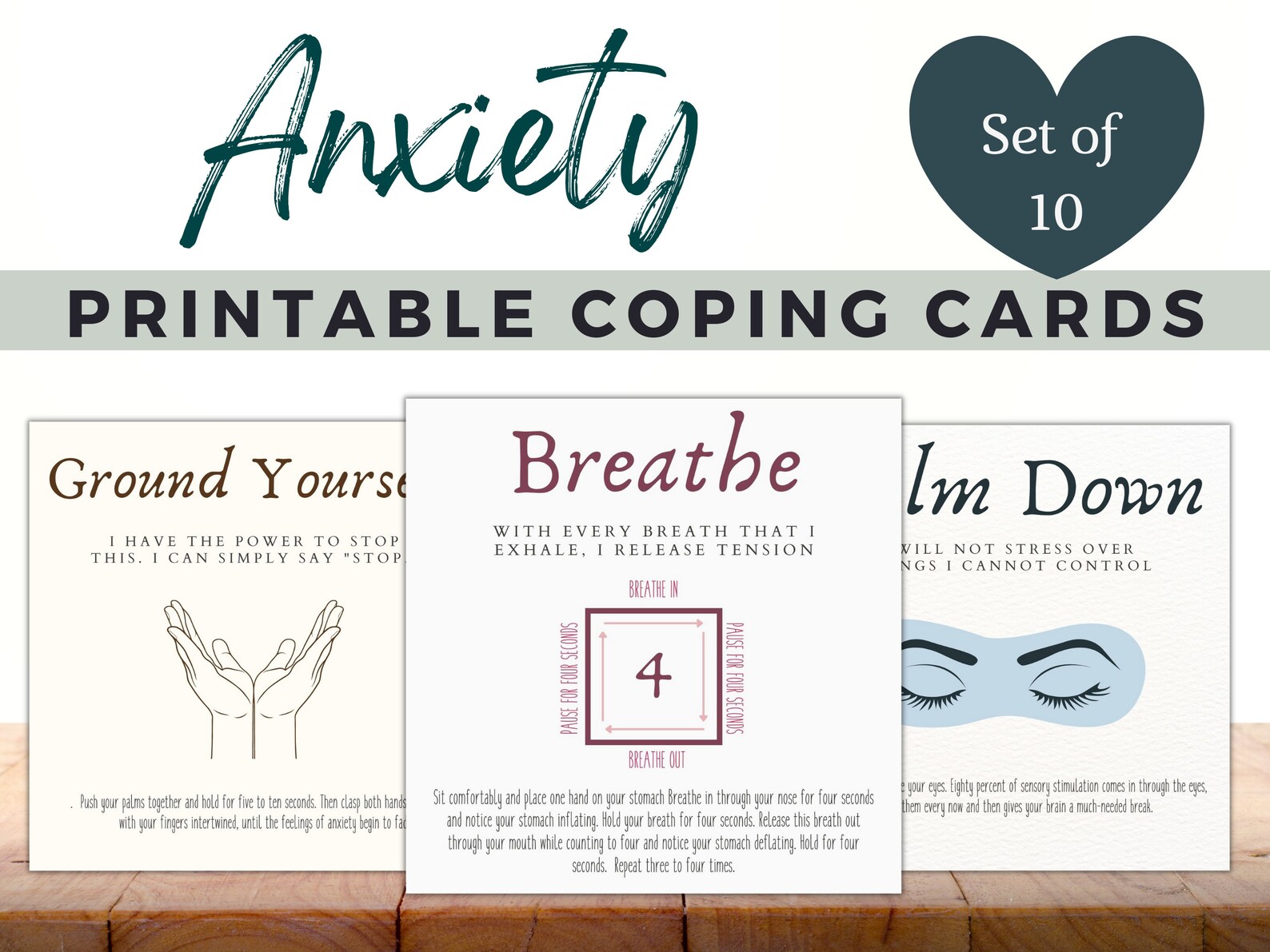 Anxiety Coping Cards Digital Print, Anxiety Relief, Skills for Stress ...