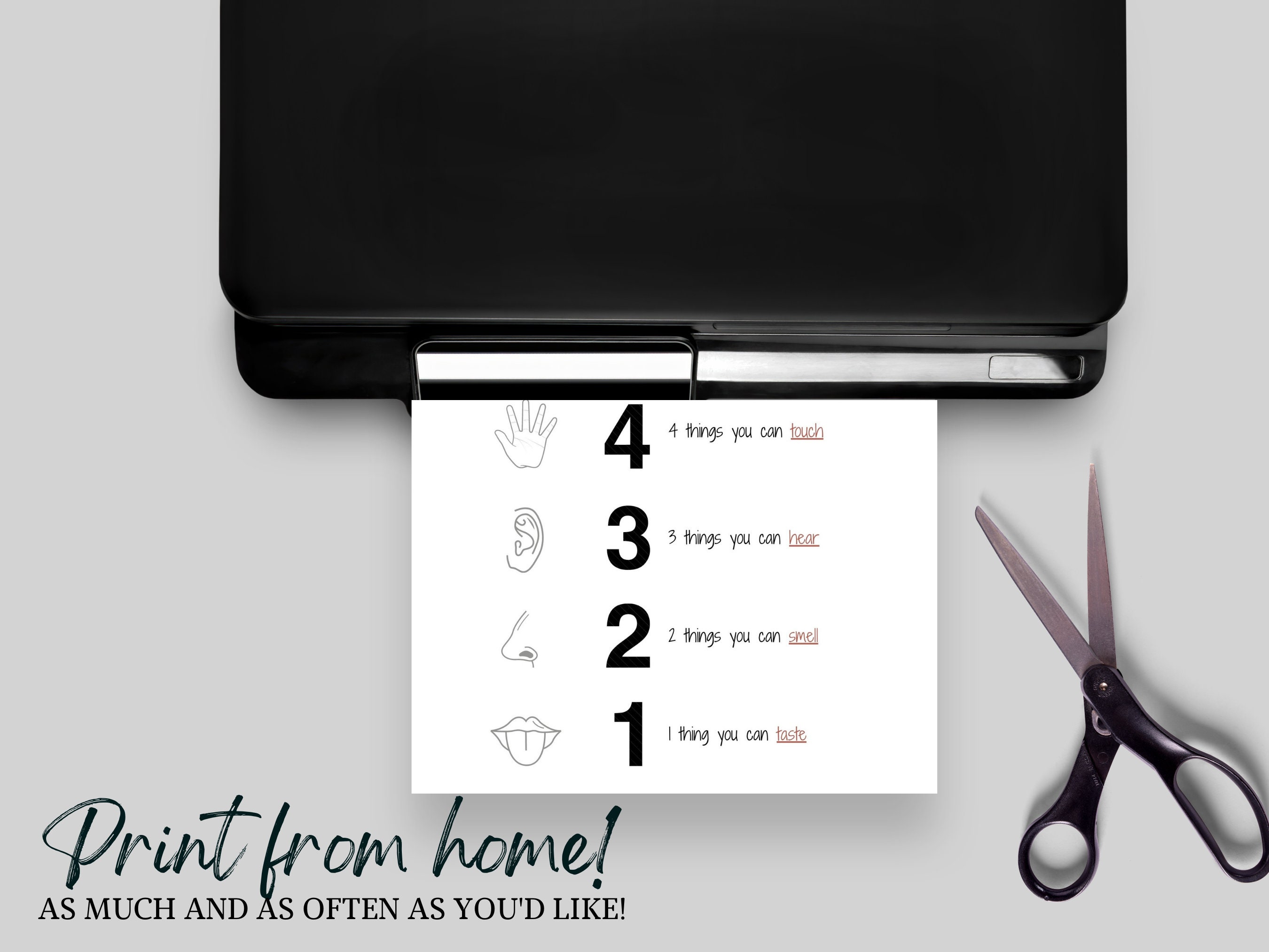 Grounding Techniques Poster Digital Print, Anxiety Art, Breathing ...