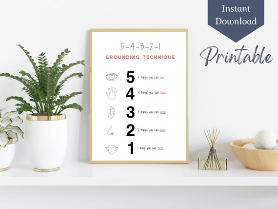 Grounding Techniques Poster Digital Print Anxiety Art | Etsy