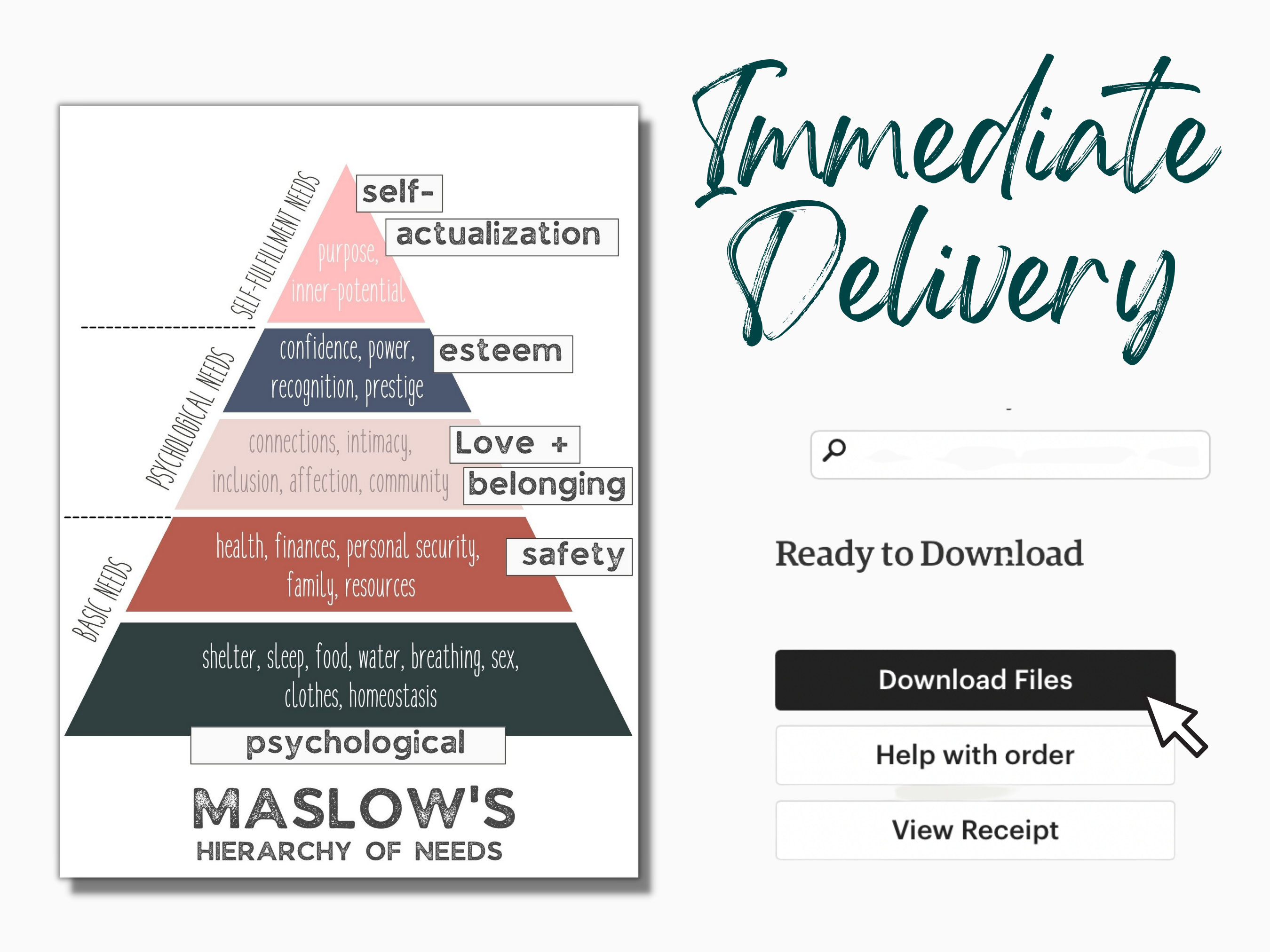 Maslow's Hierarchy of Needs Printable Poster, Therapist Office Decor ...