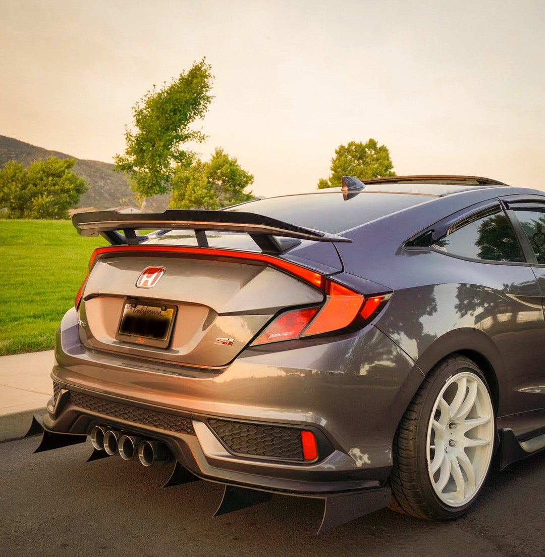 2 Piece Rear Diffuser (3 Fins on Each Side) 17-20 Honda Civic Si Coupe ...