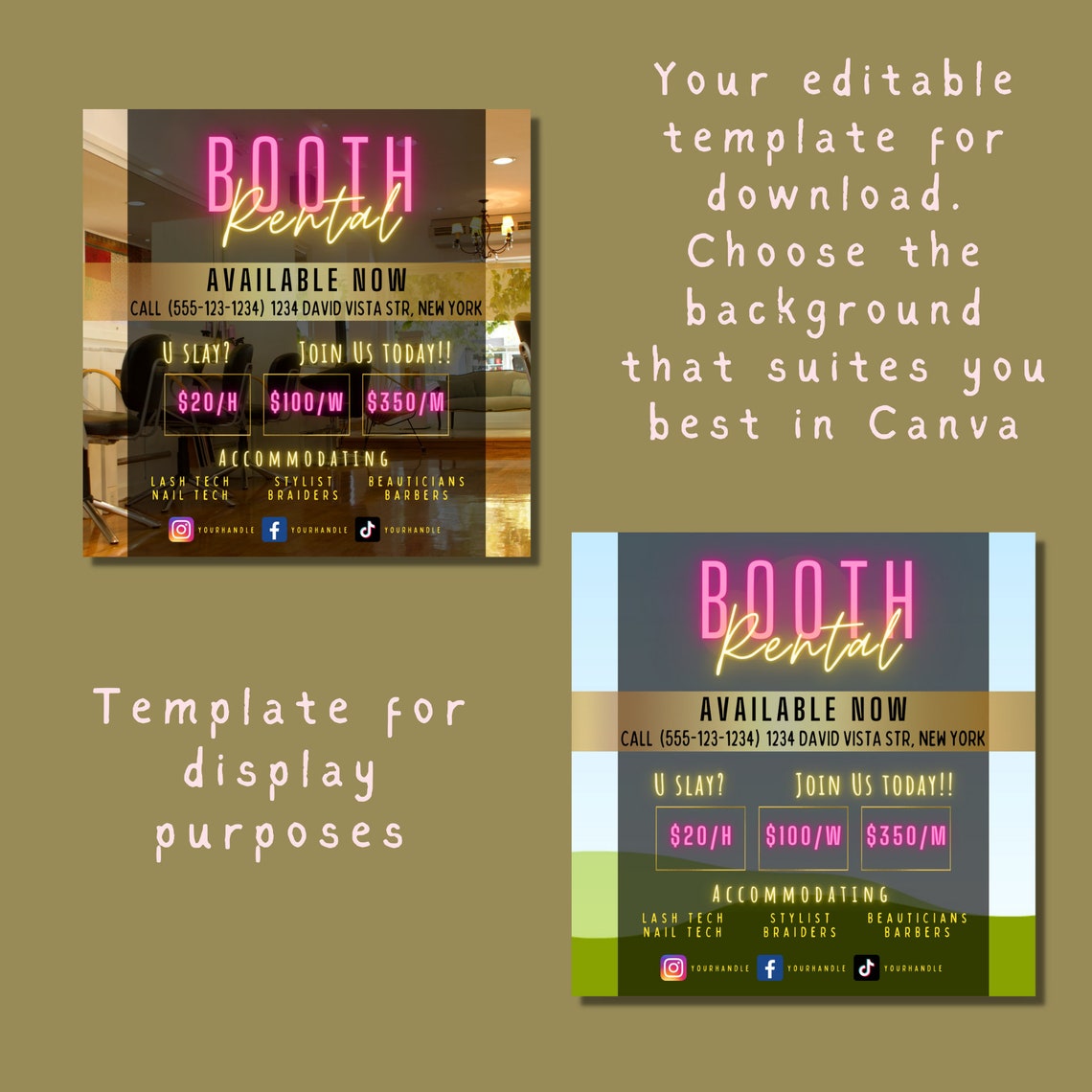 Booth Rental Flyer, Booth Rental, Social Media Flyer, Salon Flyer ...