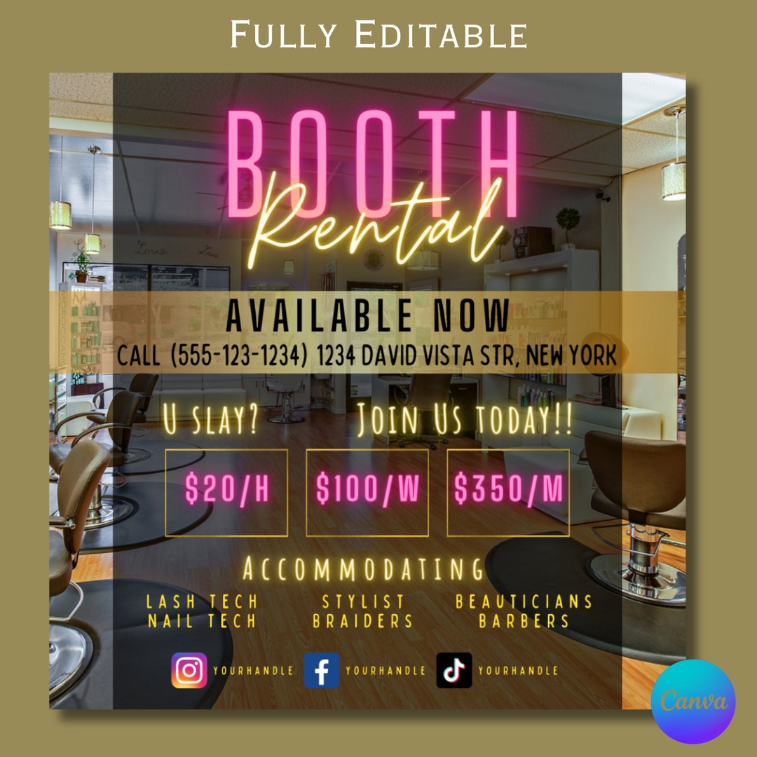 Booth Rental Flyer, Booth Rental, Social Media Flyer, Salon Flyer ...