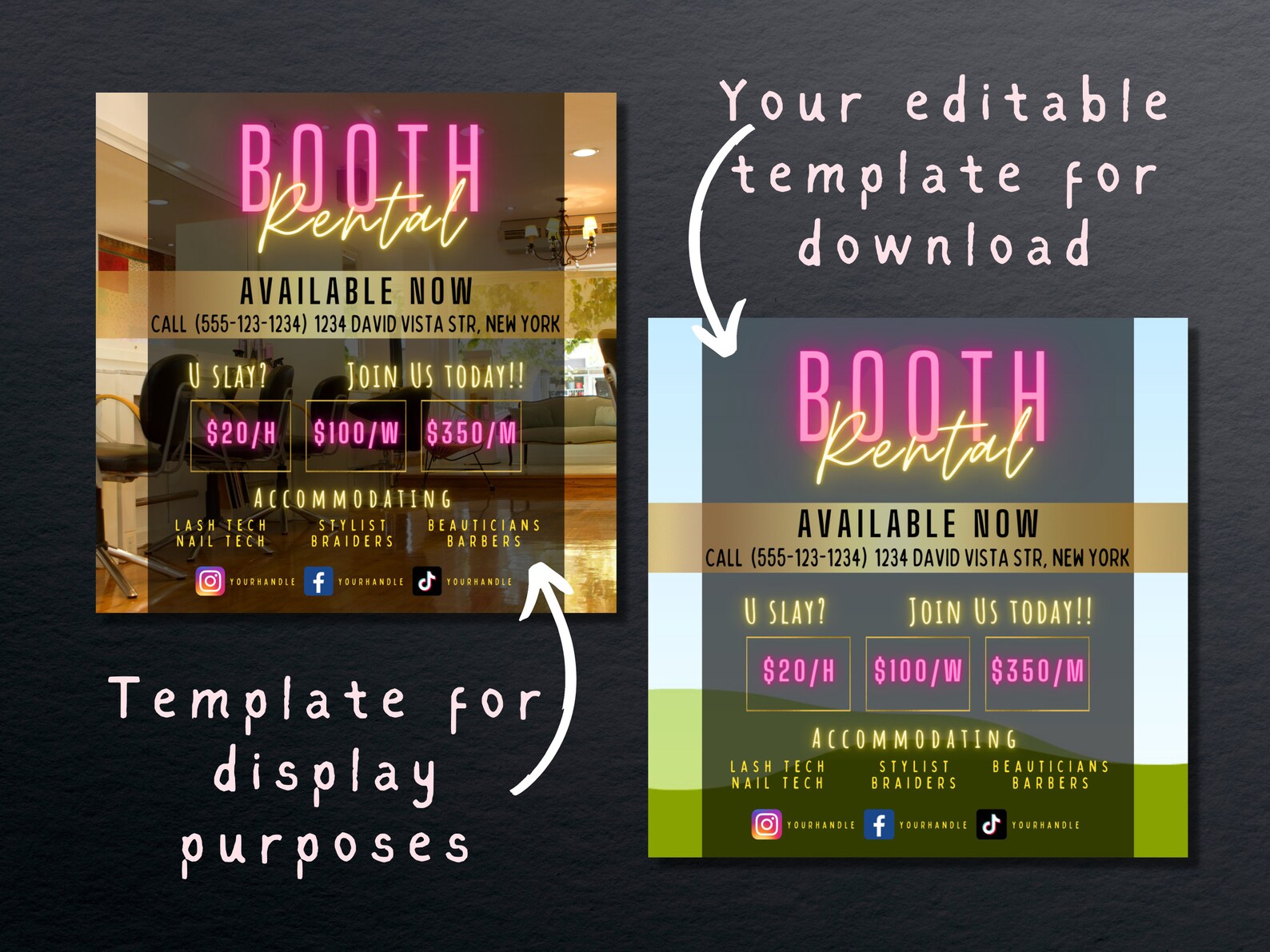 Booth Rental Flyer Booth Rental Social Media Flyer Salon - Etsy