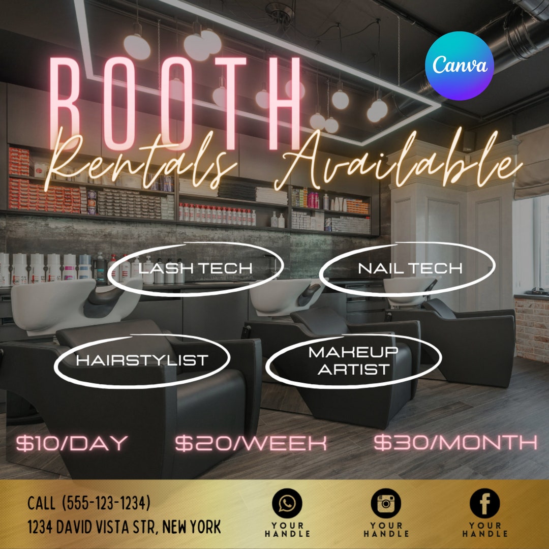 Booth Rental Flyer, Booth Rental Instagram Post, Social Media Flyer ...