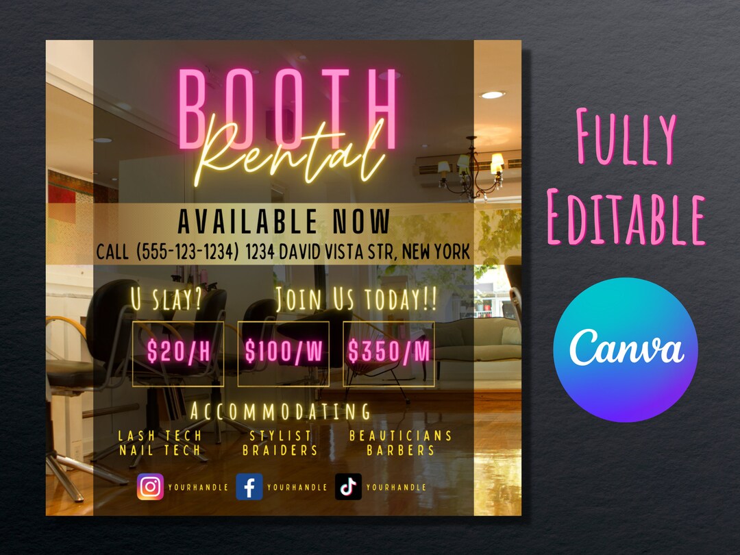 Booth Rental Flyer Booth Rental Social Media Flyer Salon - Etsy