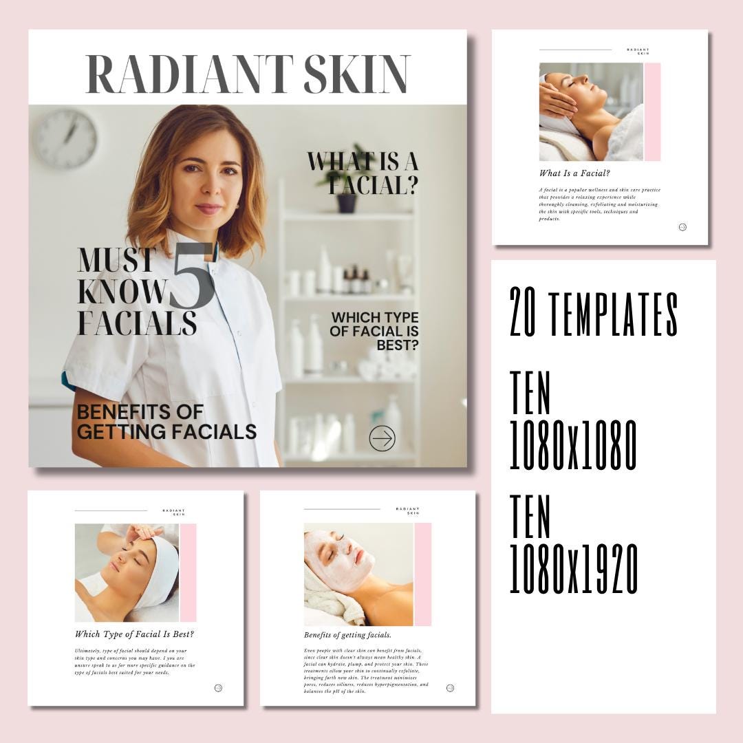 20 Editable Facial Social Media Post and Stories, Facial Facts Social ...