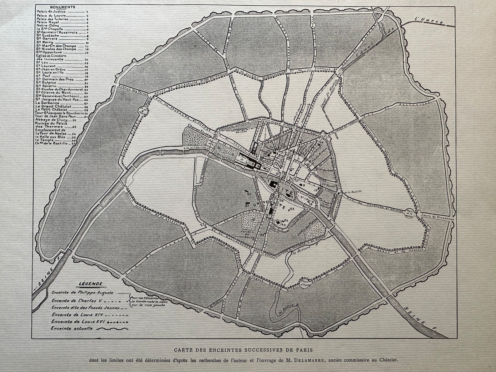 Map of Paris City Walls. Louis Barron, Paris Pittoresque 1899 - Etsy
