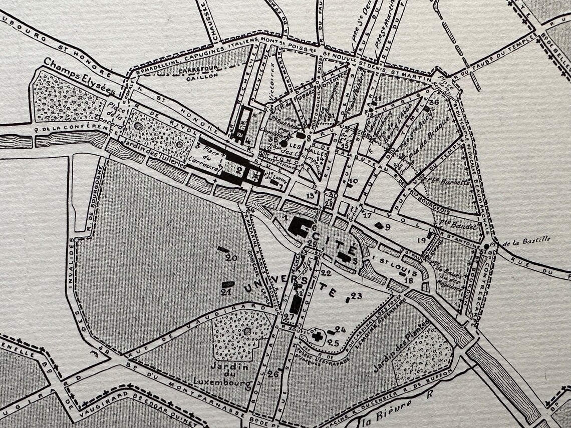 Map of Paris City Walls. Louis Barron, Paris Pittoresque 1899 - Etsy