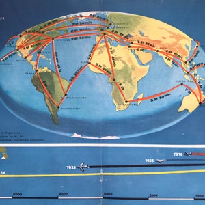 From 1962 Colorful Pictorial Map Shows Us Flight Times in Future World ...