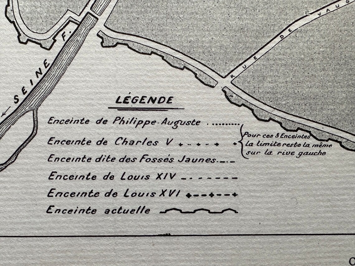Map of Paris City Walls. Louis Barron, Paris Pittoresque 1899 - Etsy