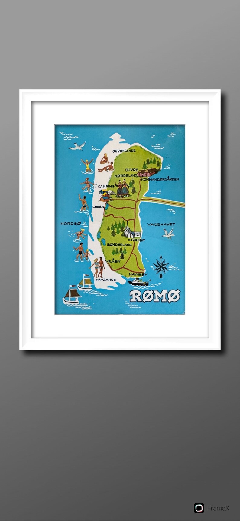 Rømø Island, Denmark Pictorial Map Postcard C.1960 - Etsy
