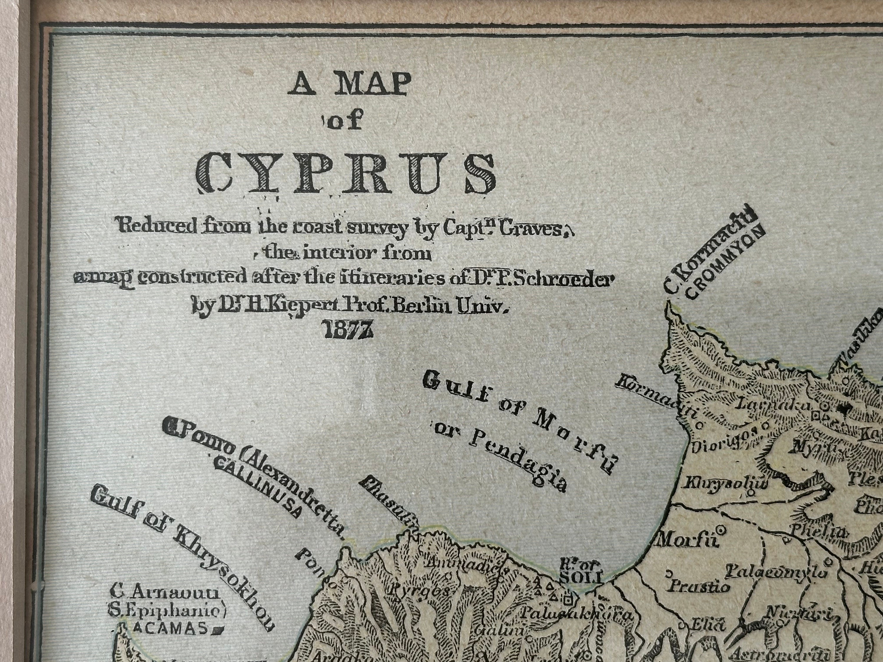 Cyprus Map Original From 1877, Mediterranean Sea, Antique Map ...