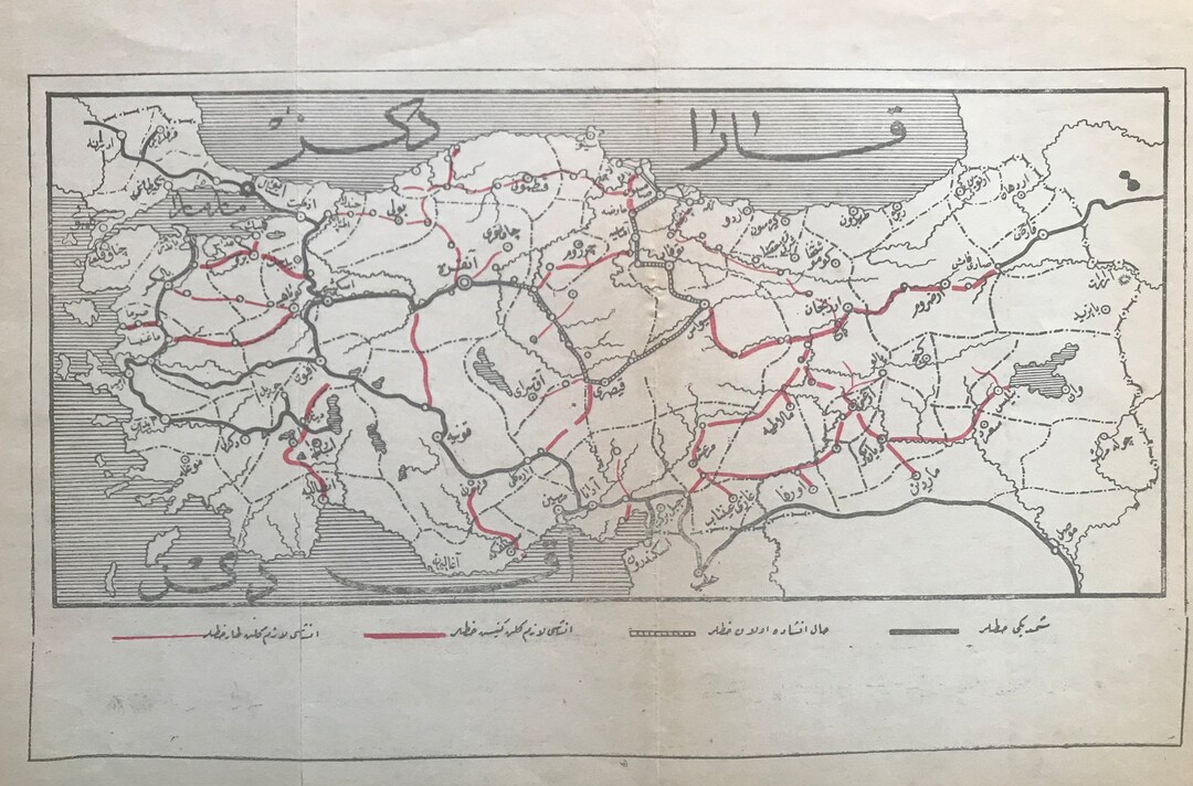 This Antique Ottoman Map Shows Railways of Anatolia - Etsy