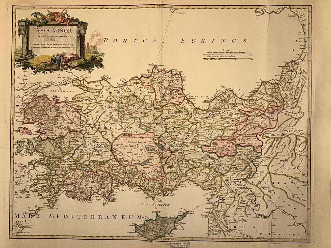 1757 Asia Minor Map by Robert De Vaugondy – Antique Hand-colored Copper ...