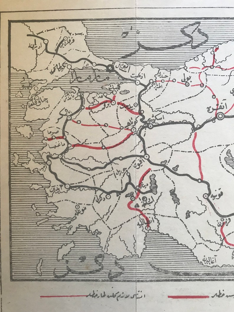 This Antique Ottoman Map Shows Railways of Anatolia - Etsy