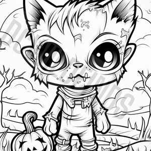 10 Pages of Halloween Coloring Pages With Monsters, Pumpkins, and Cats ...