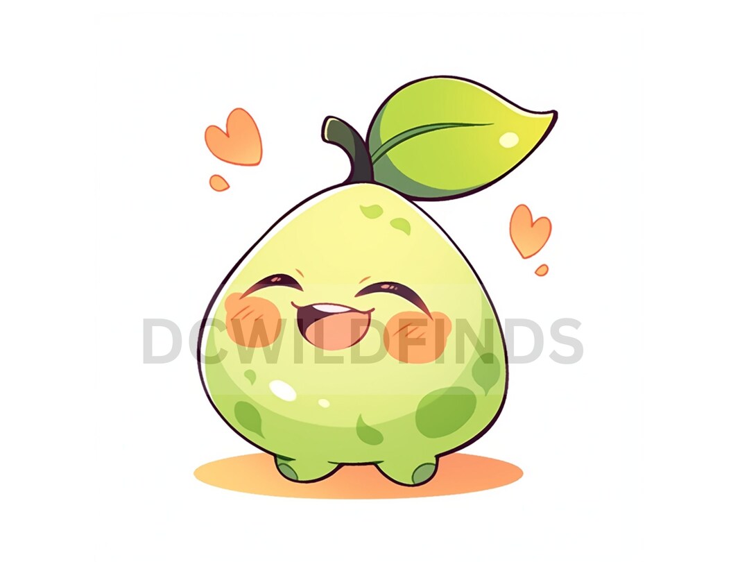5 Various Chibi Pineapple, Strawberry, Apple, Pear, Orange Smiling ...