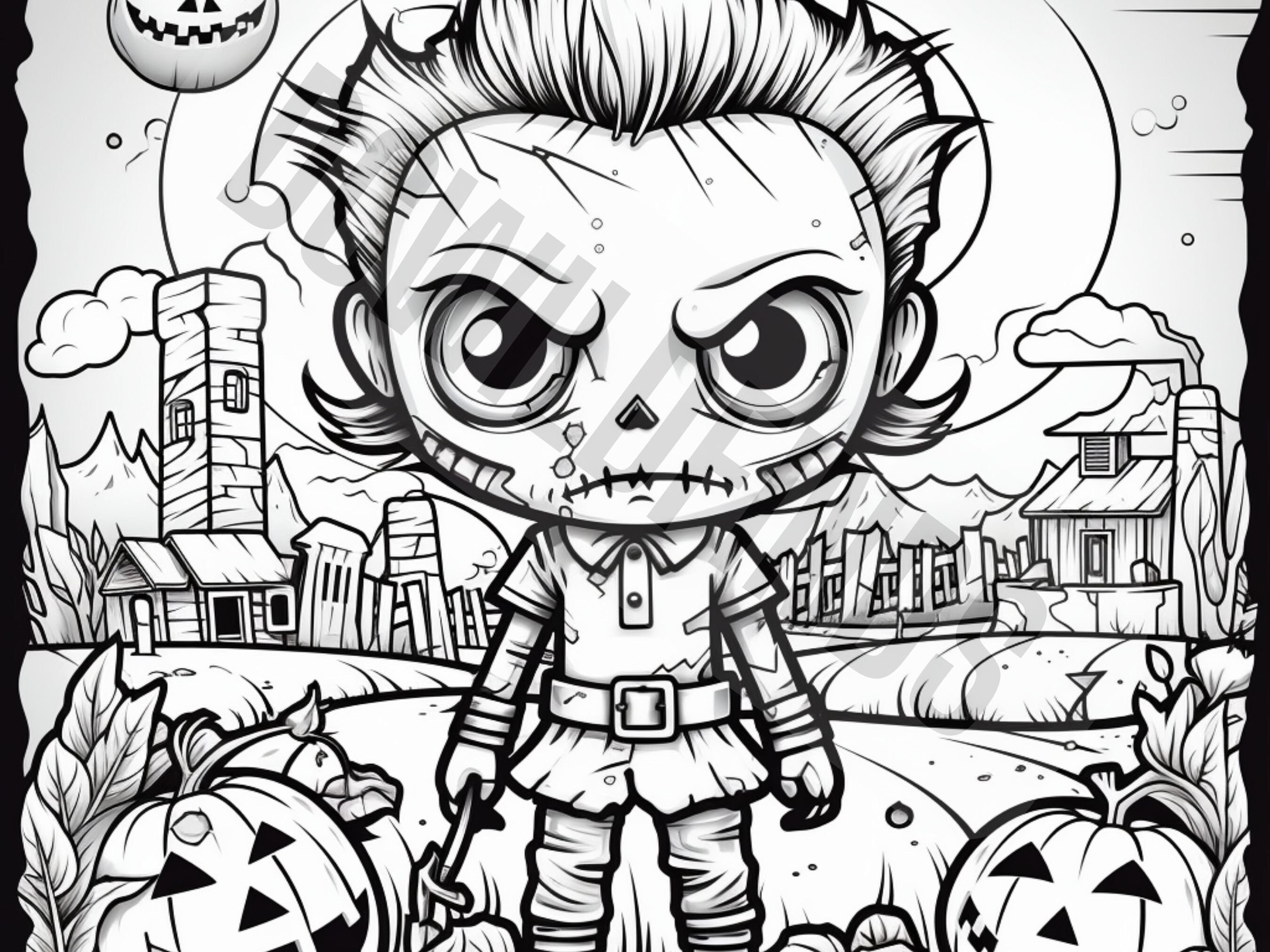 10 Pages of Halloween Coloring Pages With Monsters, Pumpkins, and Cats ...
