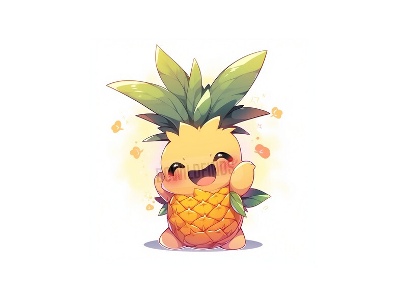 Chibi Pineapple Clipart, Commercial Use, PNG, Instant Digital Download ...