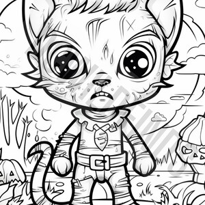 10 Pages of Halloween Coloring Pages With Monsters, Pumpkins, and Cats ...