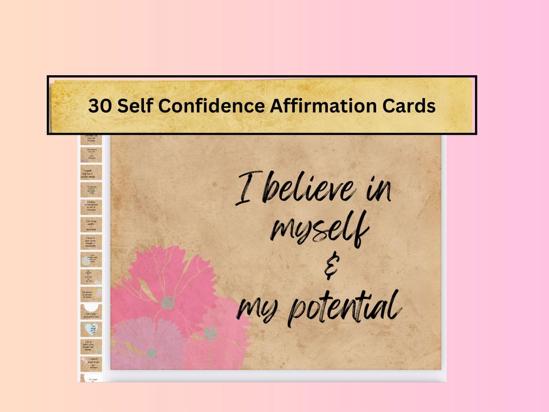 30 Self Confidence Affirmation Cards, Digital Download, Postive ...