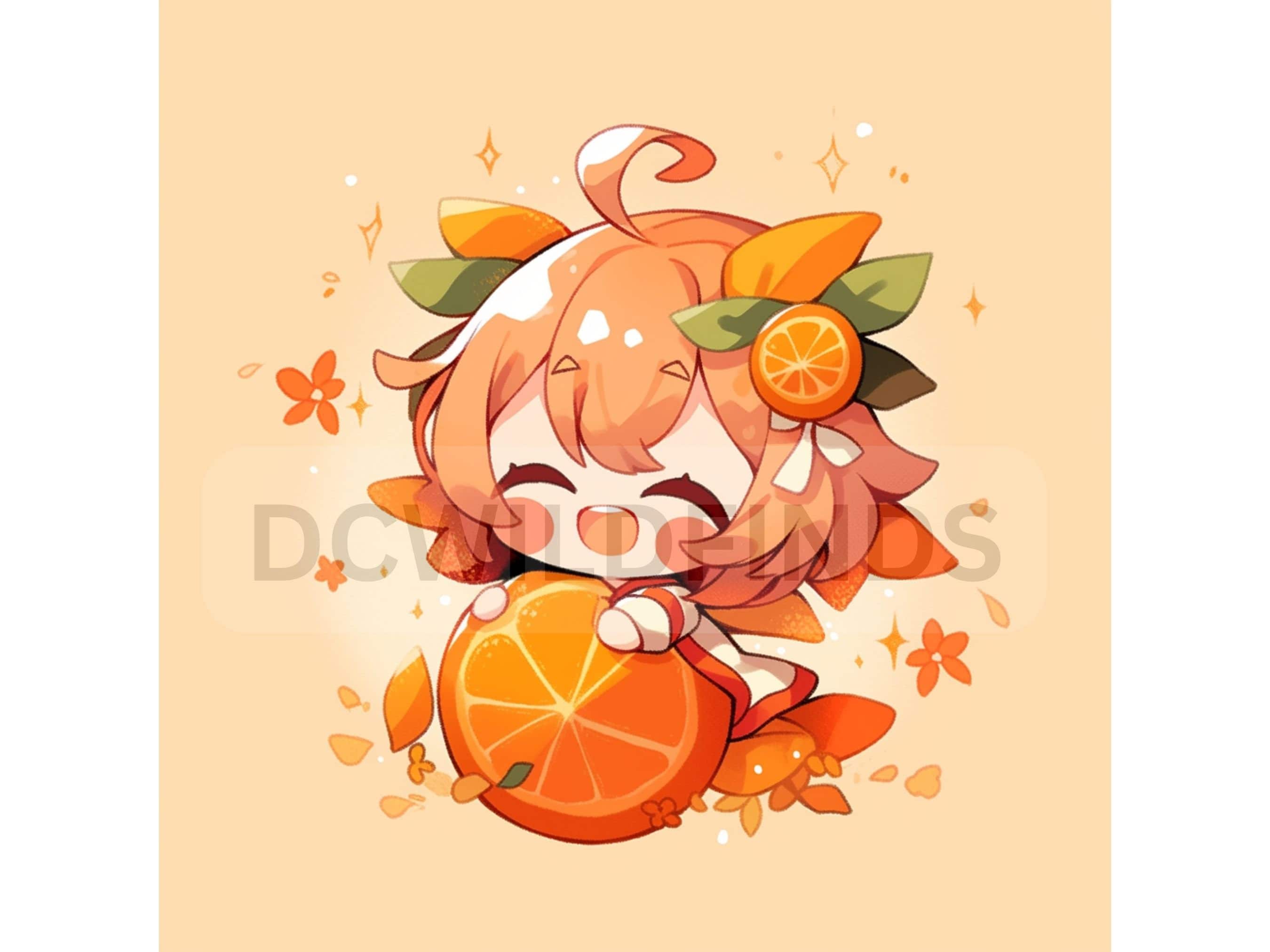 5 Various Chibi Pineapple, Strawberry, Apple, Pear, Orange Smiling ...