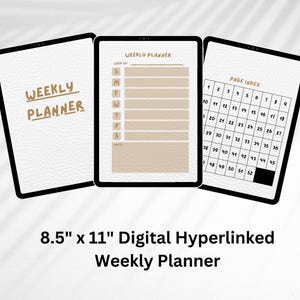 Brown Digital Hyperlinked Undated Weekly Planner, PDF File, Instant ...