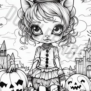 10 Pages of Halloween Coloring Pages With Monsters, Pumpkins, and Cats ...