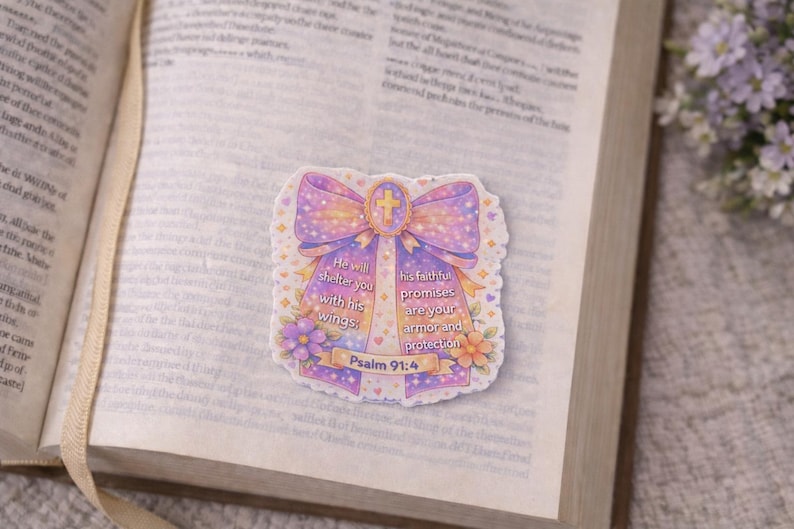 Psalm 91 Bible Verse Sticker, Coquette Faith Water Bottle Stickers ...