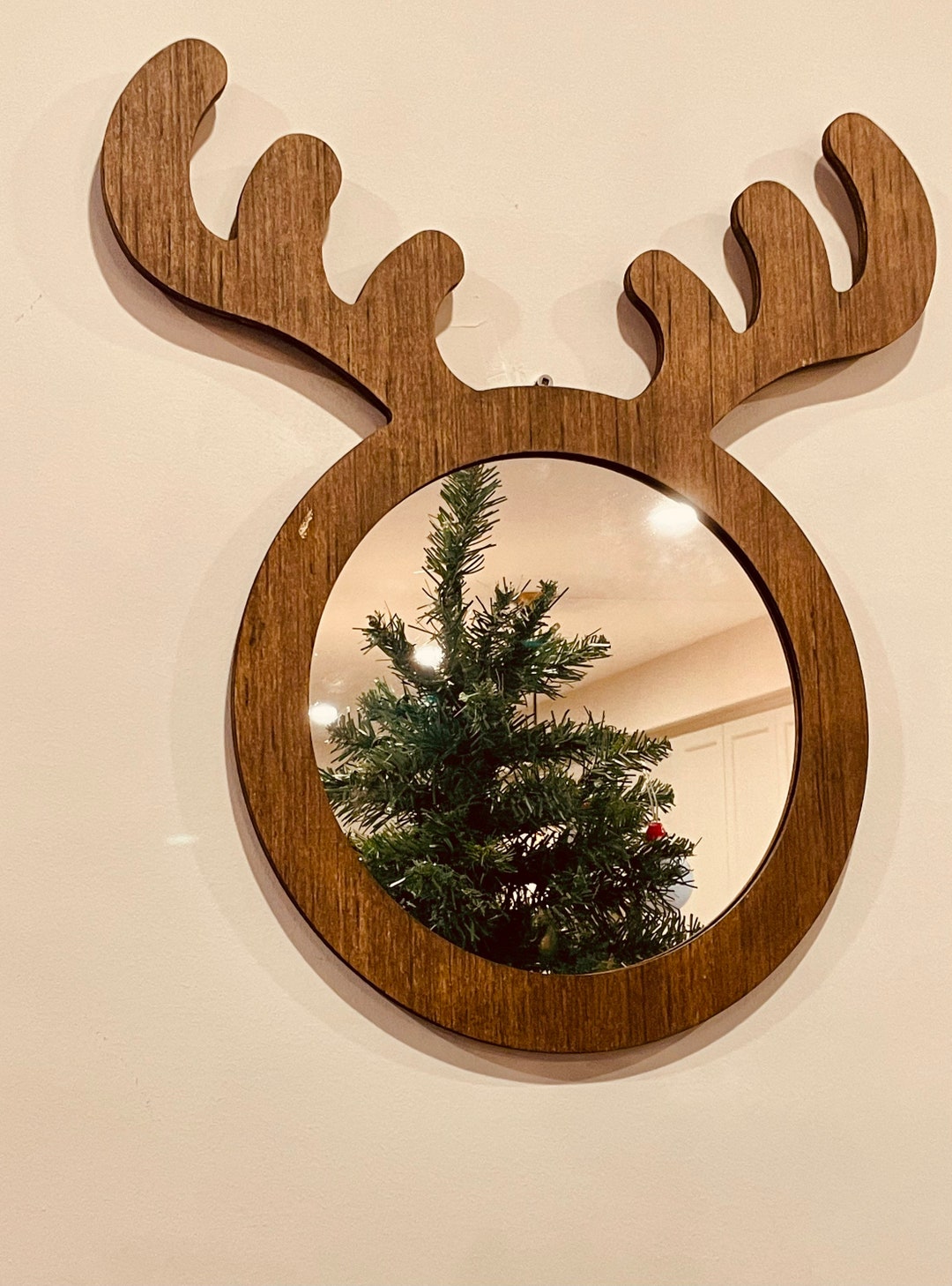 Rustic Deer Shaped Wooden Wall Mirror| Nursery Decor|kids Room Decor ...