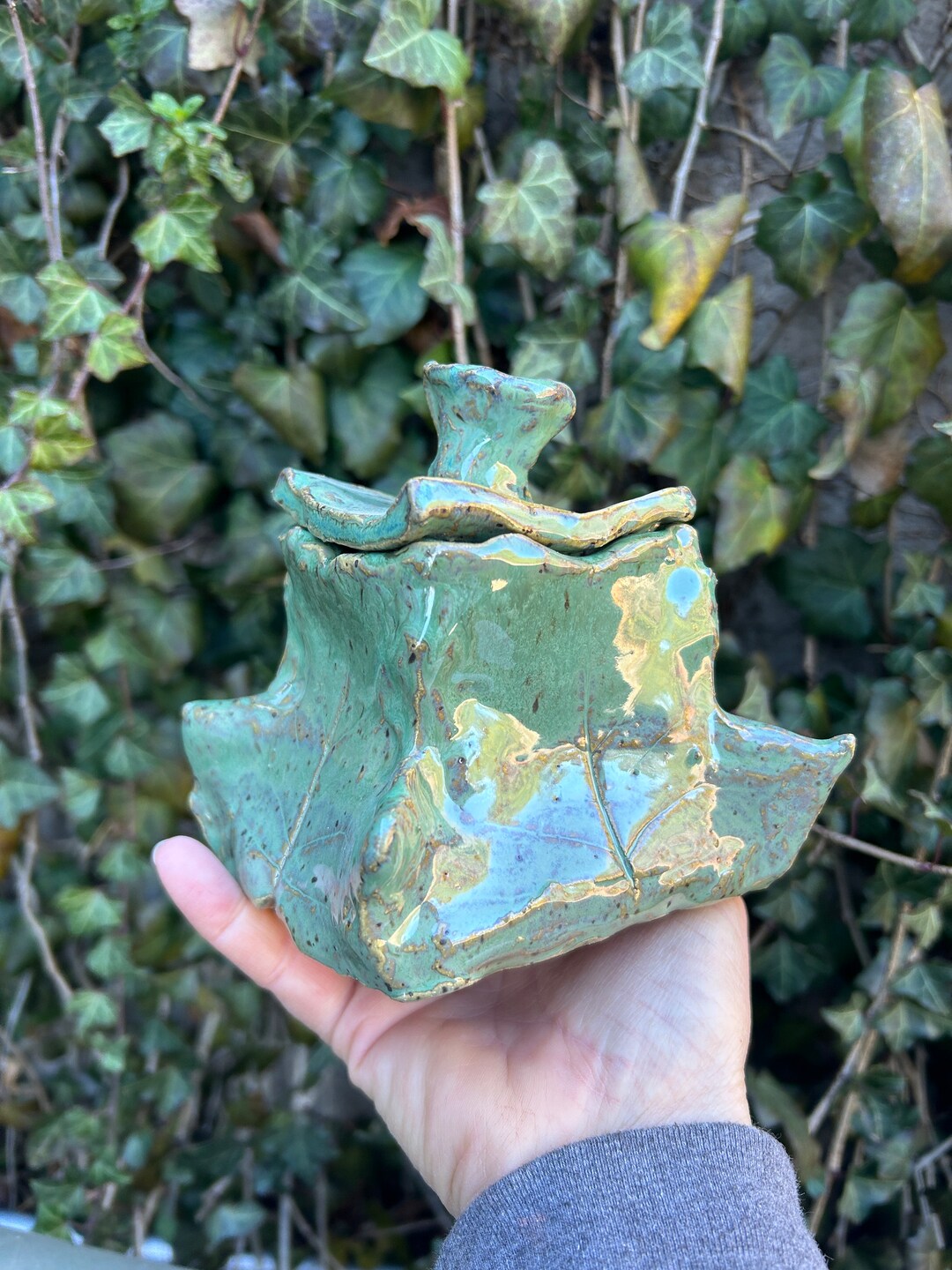 Poplar Leaf Lidded Vessel by Logan - Etsy