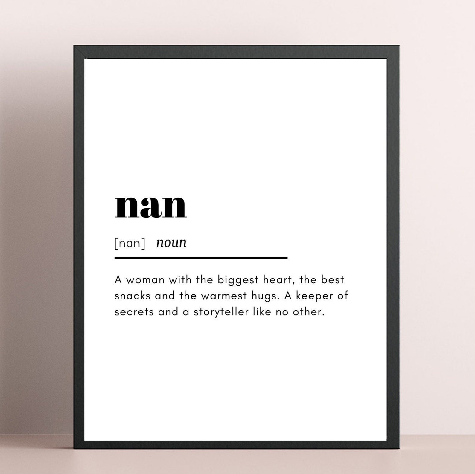 Nan Definition Print Nana Gift Gifts for Nan Nana Nanny Grandma Wall ...