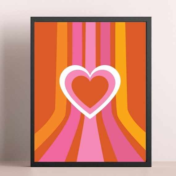 Retro Art Print Groovy Poster 70's Wall Art Typographic | Etsy