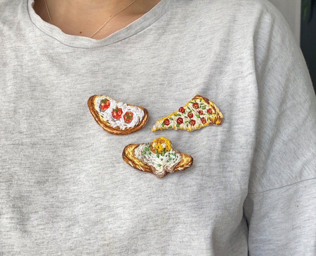 Embroidered Food Brooches Bruschetta Pin Brosche - Etsy
