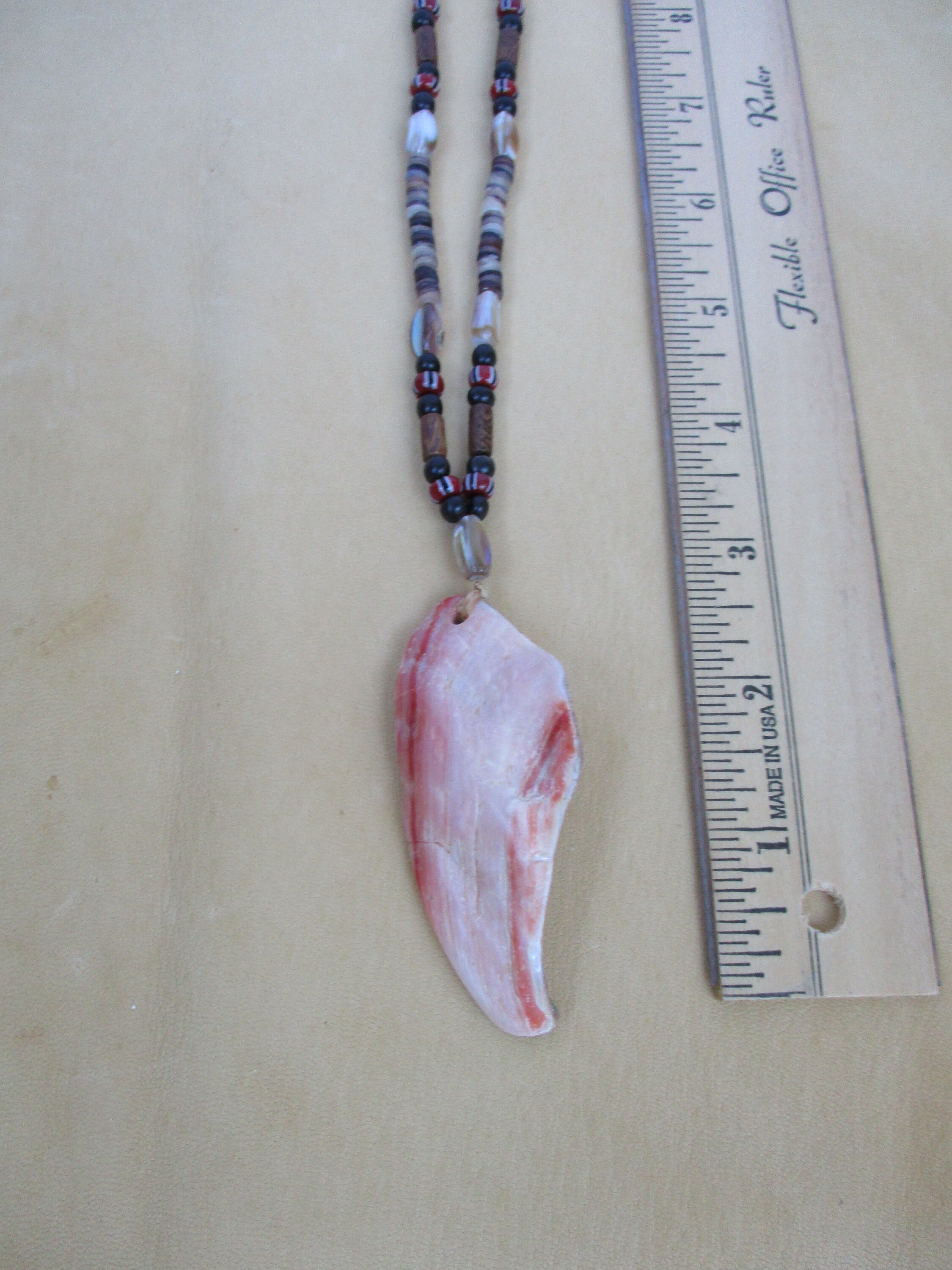 Red Abalone Pendant, Mixed Heishi Shells, Bone, Abalone and Seed Beads ...