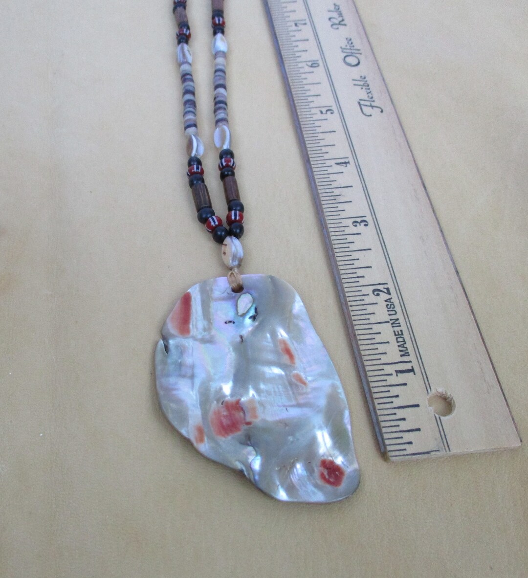 Red Abalone, Mixed Heishi Shells, Bone, Abalone and Seed Beads With ...