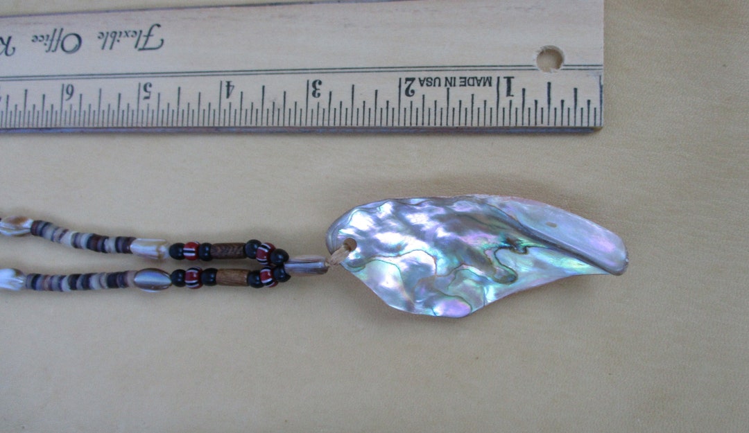 Red Abalone Pendant, Mixed Heishi Shells, Bone, Abalone and Seed Beads ...