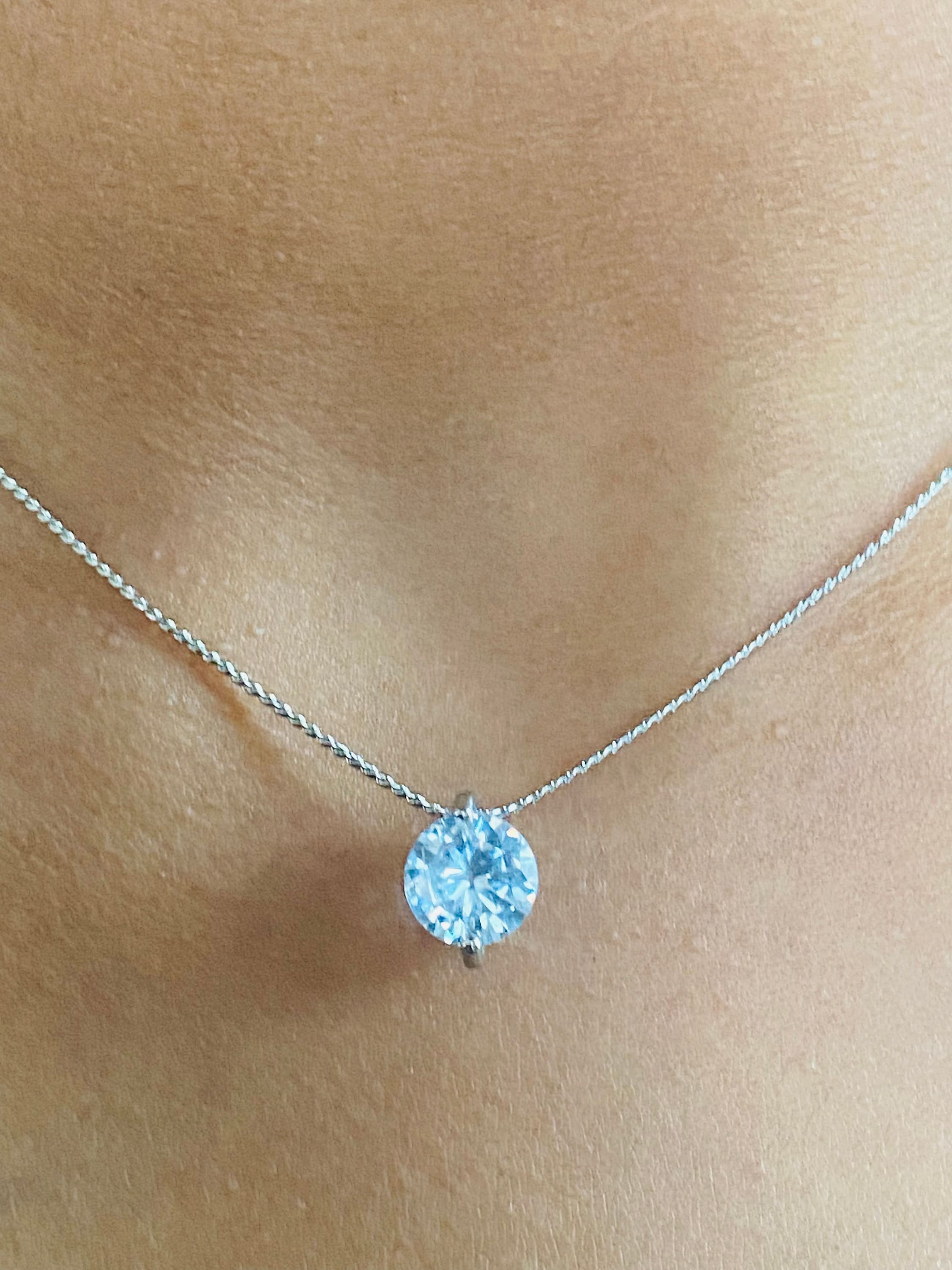 Rhinestone Silver Necklace - Etsy
